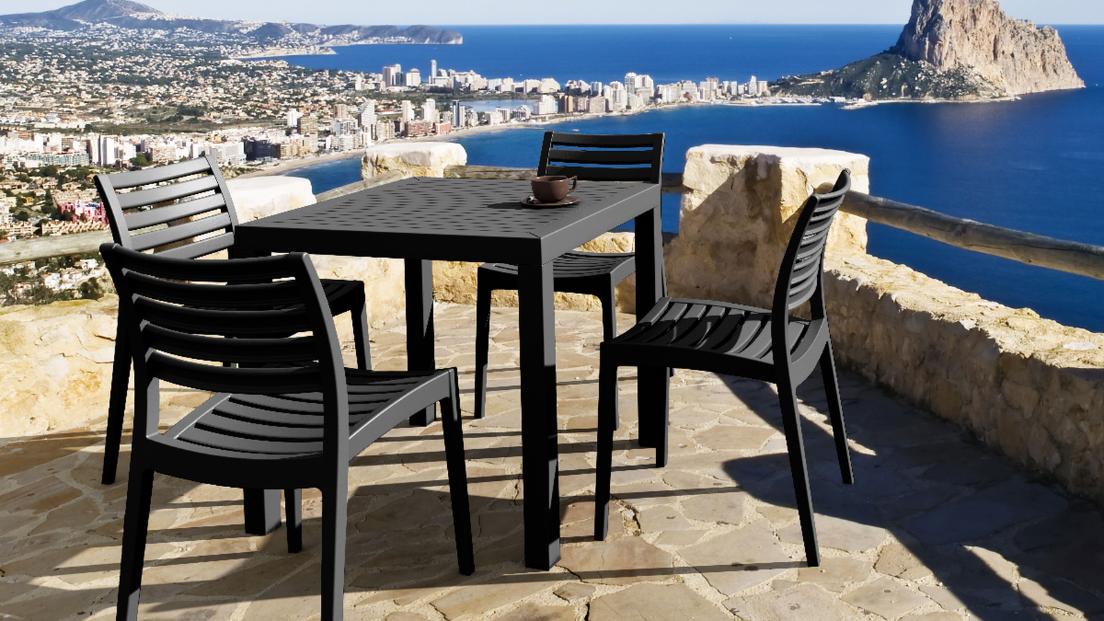 Ares Outdoor Resin Square Dining Set with 4 Chairs